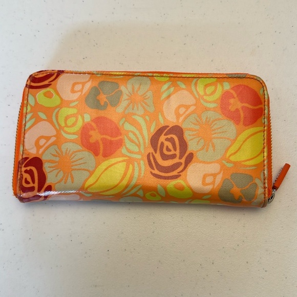 Pylones Paris | Bags | Pylones Paris Orange Floral Zip Around Long ...